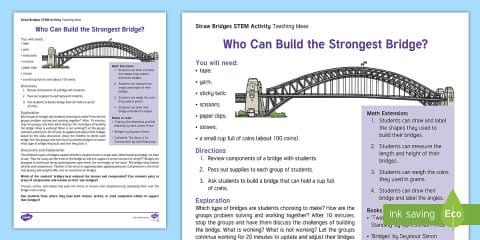 Design a Bridge from Pasta STEM Activity