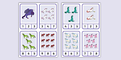 Unicorn Number Cards 0-20