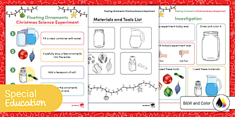 Simple Christmas Science Experiments Pack for Special Education