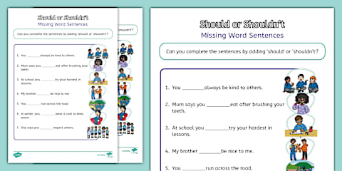 ESL Should or Shouldn't Worksheet [Kids, A2]