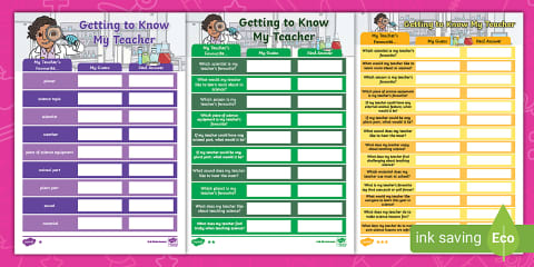 Science All About Me Worksheets