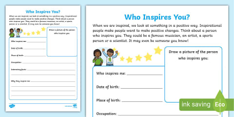 Role Models: Who Is Your Idol? Write and Draw Worksheet for K-2nd Grade
