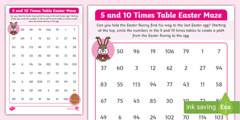 4 Times Table Easter Maze