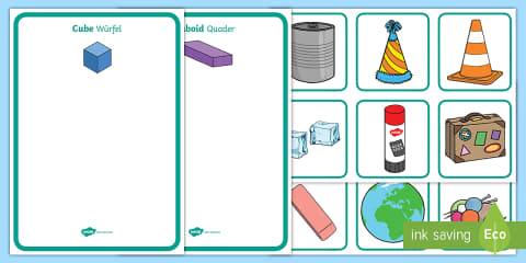 3D Shape Word Cards English/German
