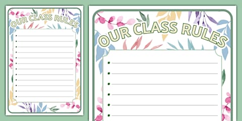 Botanical-Themed Our Class Rules Display Poster