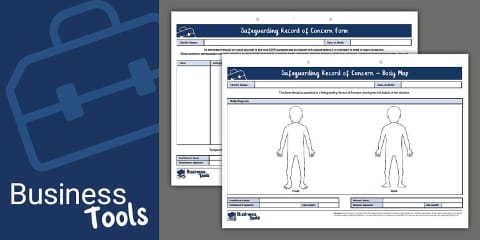 Accident Logs with Body Maps Pack for Private Childcare Settings