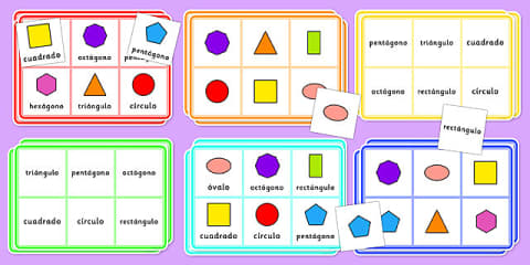 2D Shape Word Cards Spanish