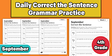 Third Grade December Daily Correct the Sentence Grammar Practice