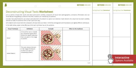 Analysing Visual Techniques English PowerPoint - Literacy