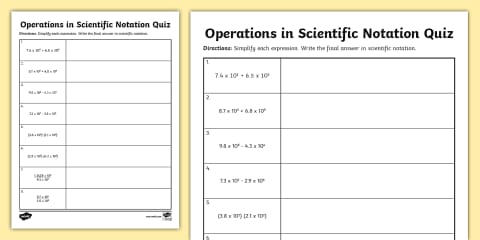 Scientific Notation Worksheet