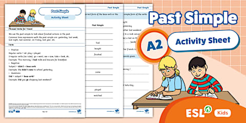 ESL Past Simple Tense Activity Sheet [Kids, A2]