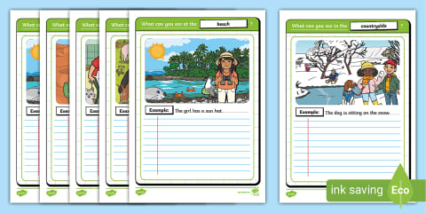 Beach Scene Writing Stimulus Picture Worksheet