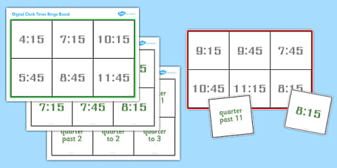 Telling the Time Digital Clocks Board Game