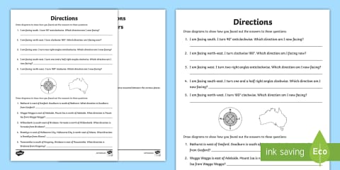 Directions 8 Compass Points Worksheet