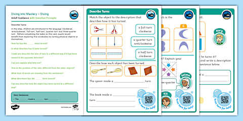 Describe Quarter and Half Turns Maths Activity Sheets