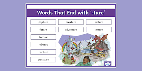 'ture' Word Cards