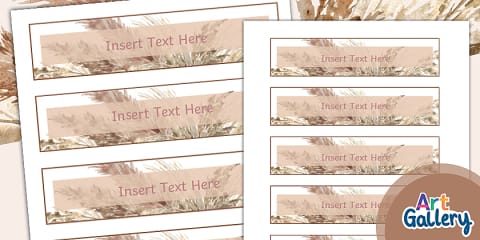 Boho Neutral Editable Circle Name Labels