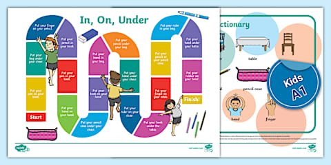 ESL Prepositions of Place Board Game [Kids, A1]