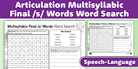 Articulation Multisyllabic /s/ Sound Coloring Pages for SLP | Initial ...