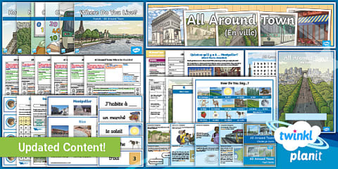 French Knowledge Organiser: Let's Visit a French Town Year 6