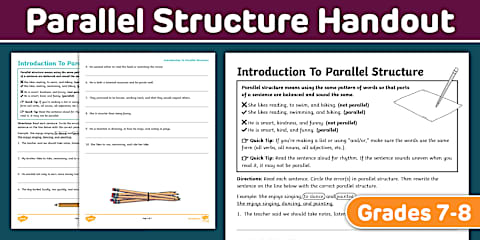 Eighth Grade Parallel Structure Choose the Correct Sentence Worksheet