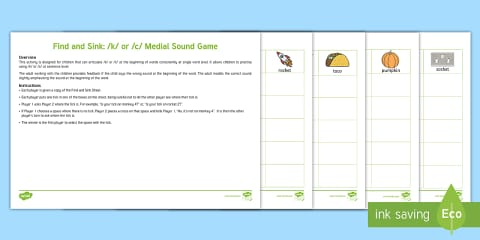 Medial /k/ Sound Four in a Row