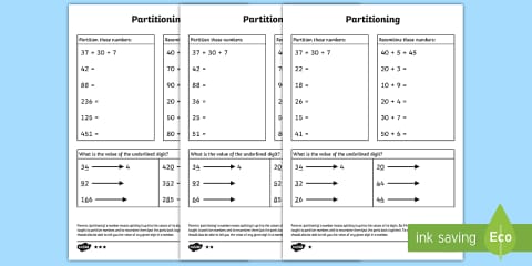 Partitioning Puzzle Worksheet