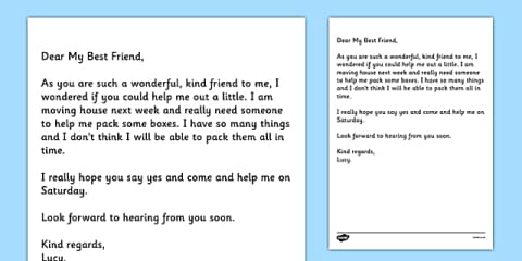 KS1 Letter Writing: Informal Model/Example Text