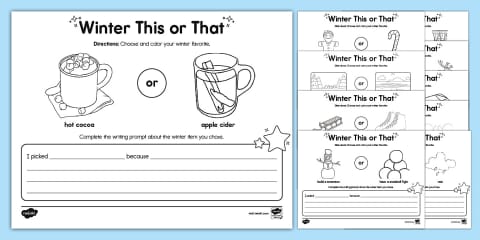 Kindergarten Fall This or That Writing Prompts Worksheet