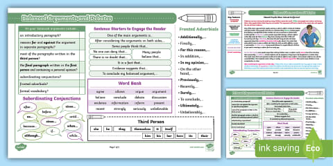 Writing a Balanced Argument Lesson Pack