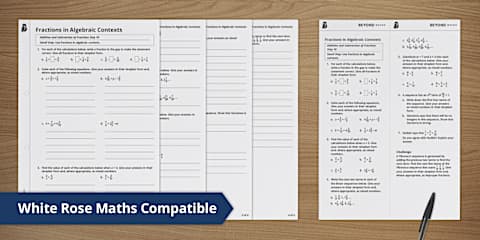 Adding and Subtracting Algebraic Fractions Walkthrough Worksheet