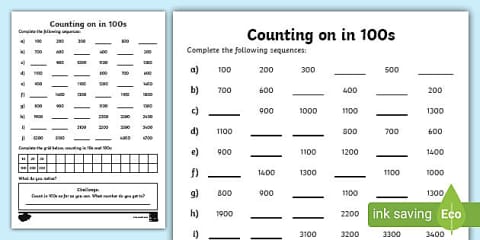 LKS2 Multiples of 50 and 100 Activity Sheet