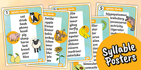 Four Syllable Word Cards with Pictures