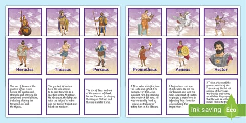 Greek Gods and Goddesses Matching Cards