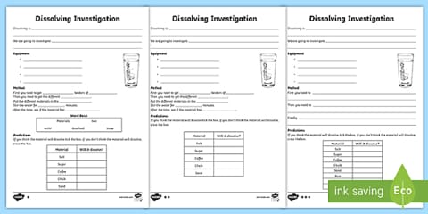 Dissolving Experiments: Investigation Worksheet Booklet