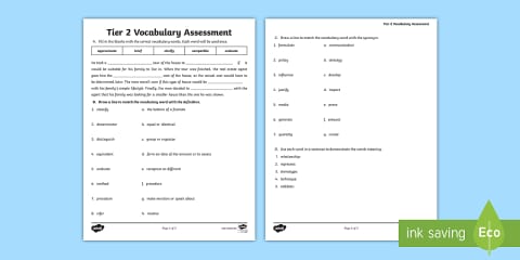 Tier 2 and 3 Vocabulary Tracking Sheet