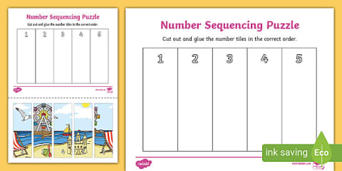 Summer Themed Number Sequencing Puzzle