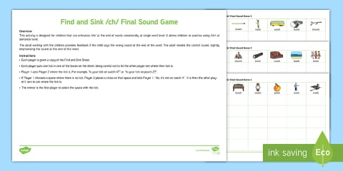Final /ch/ Sound Snakes and Ladders