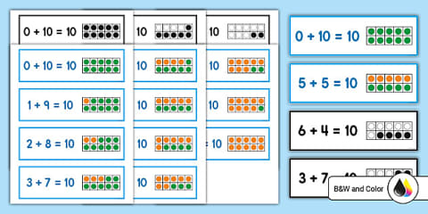 Number Bonds To Make 10 Ten Frame Posters