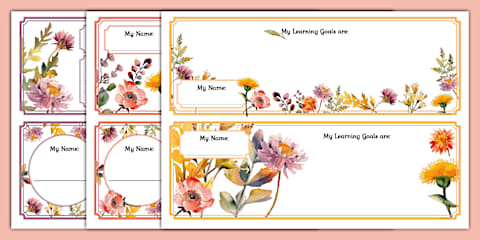 Wildflower Botanical Theme Student Learning Goal Cards
