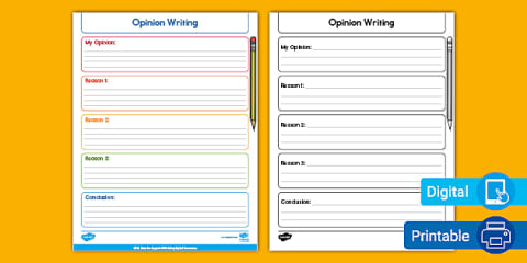 Opinion Writing Template With Sentence Stems for K-2nd Grade