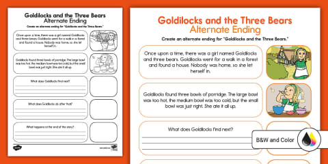 Goldilocks Setting Descriptive Writing for K-2nd Grade