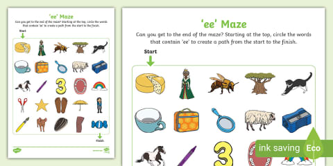 'ee' Phonics Colouring Maze