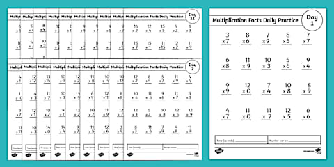 Multiplication: Times Tables to 100 Chart Printable Math Aid
