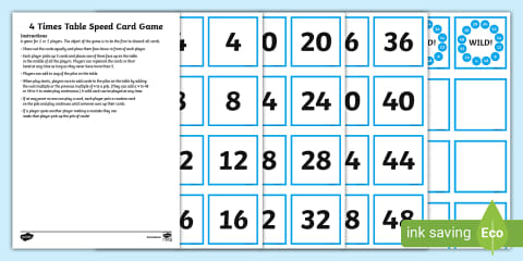 4 Times Table Snap Game