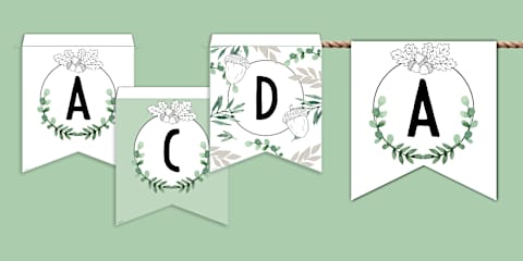 Editable Colourful Botanical Themed Display Bunting