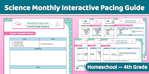 Monthly Interactive Pacing Guide for Homeschool | Fourth Grade Math