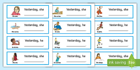 Second Grade Past and Present Tense Verbs Sorting Cards