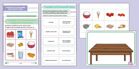 ESL Countable and Uncountable Nouns Cut and Stick [Kids, A1]