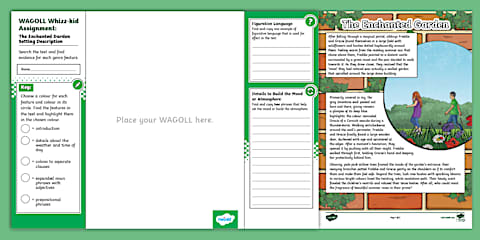 KS1 WAGOLL Whizz-Kid Assignment: The Enchanted Garden Setting Description